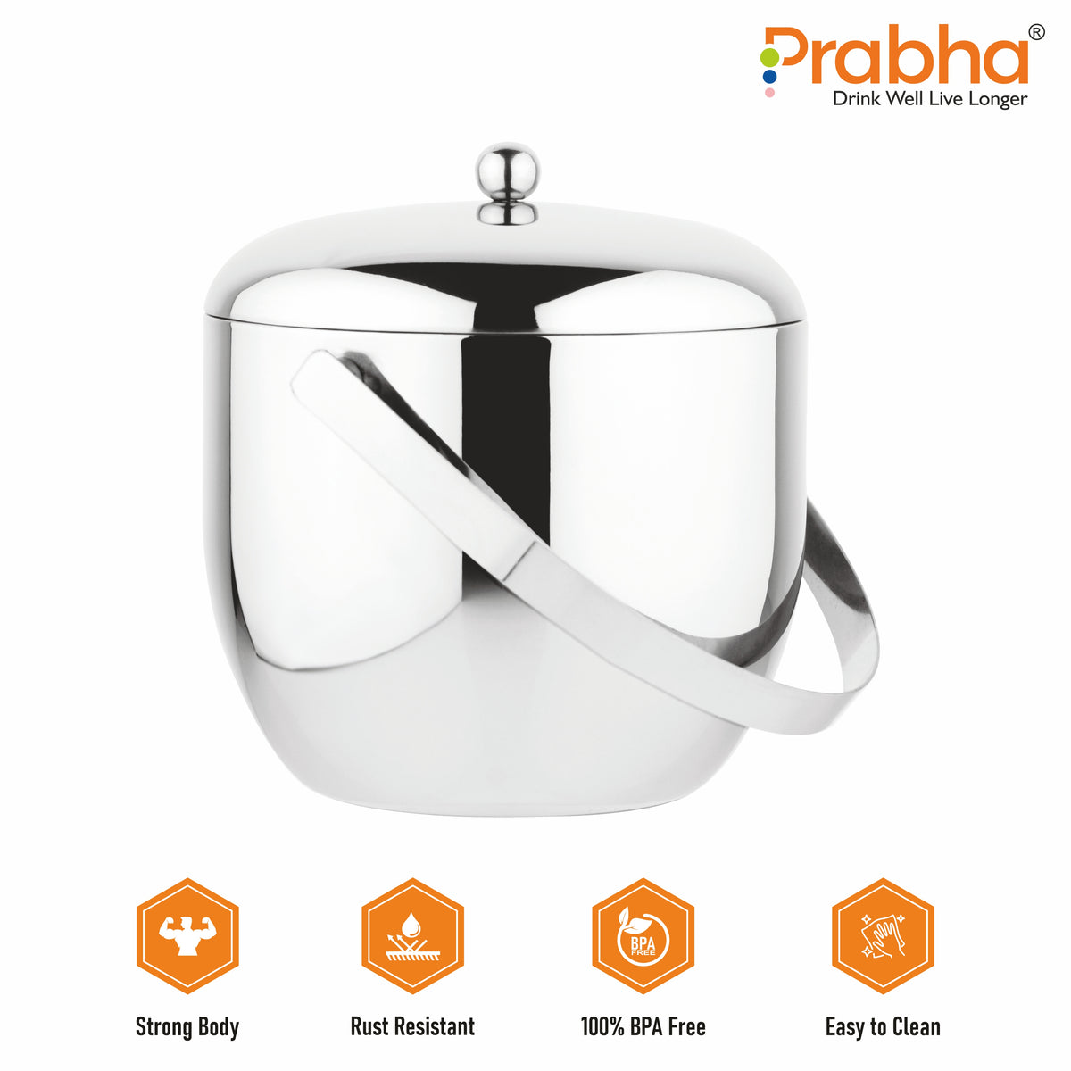 Stainless Steel Apple Shaped Ice Bucket With LID - 1.5L | PrabhaSteel