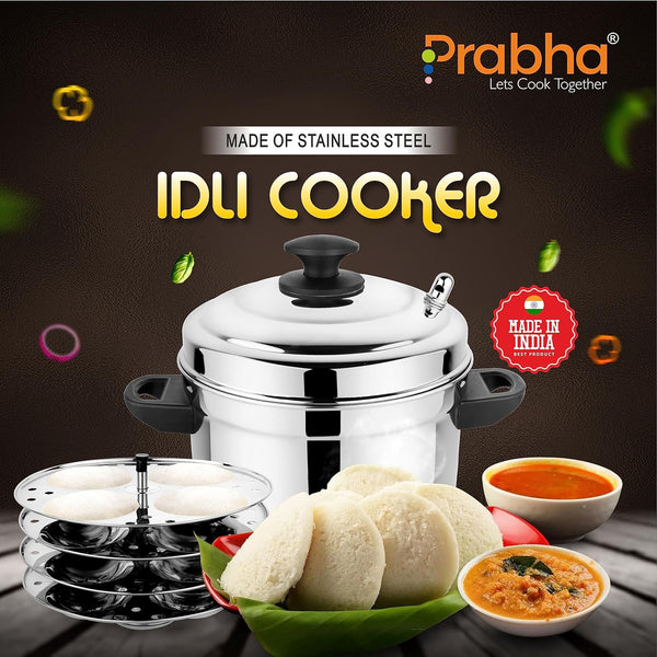 Stainless Steel Heavy Gauge Elegant Idli Cooker With Lid | Prabhasteel