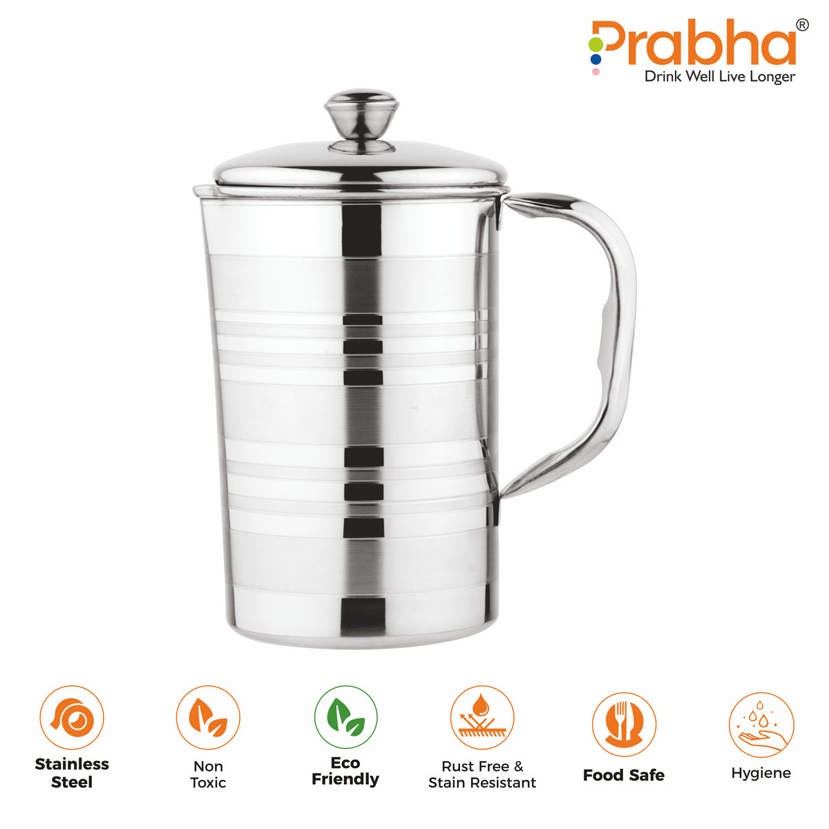 Stainless Steel Luxury Hero Water Jug - 2300ml | PrabhaSteel