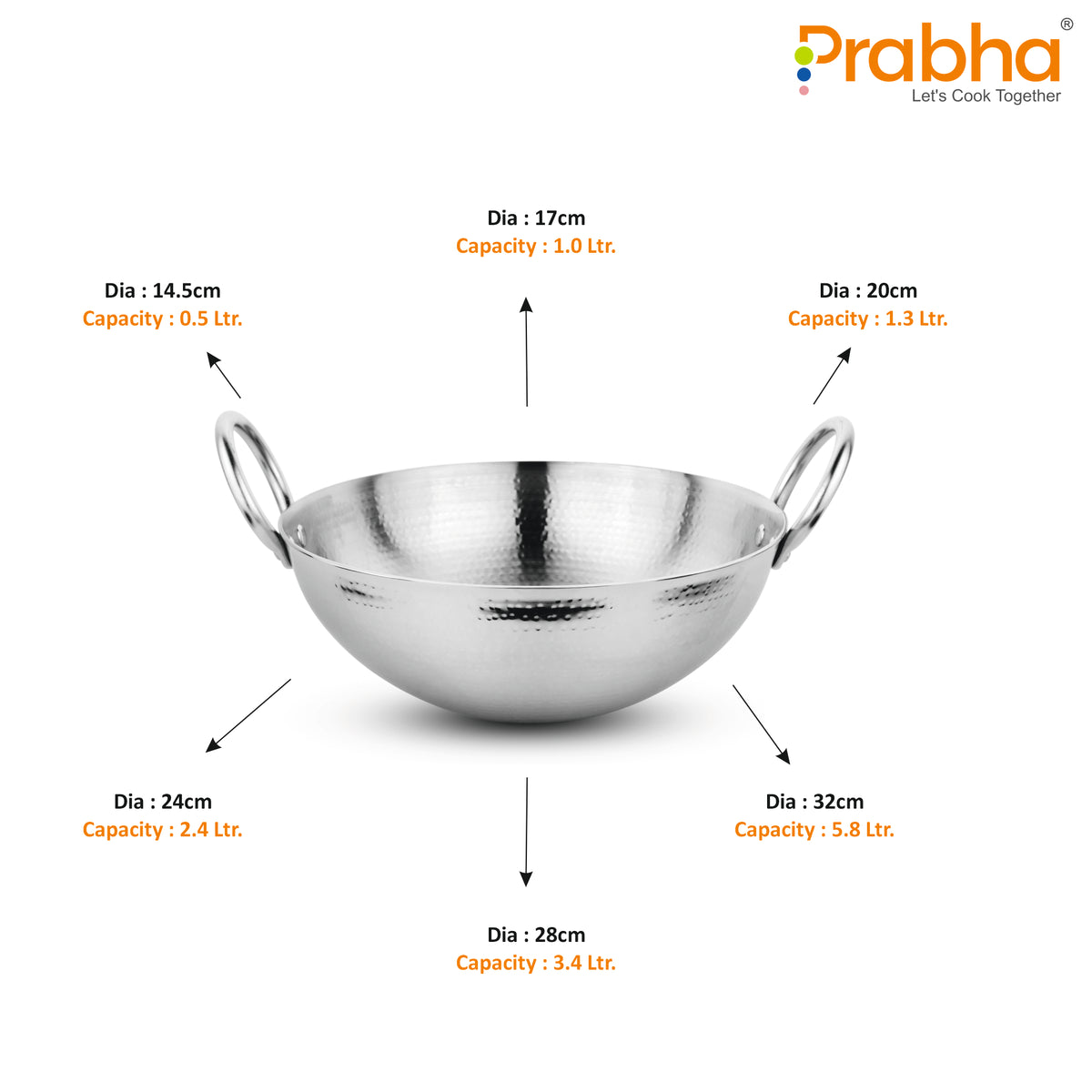 Magnum Capsule Bottom Hammered Kadhai Without Lid | Prabhasteel