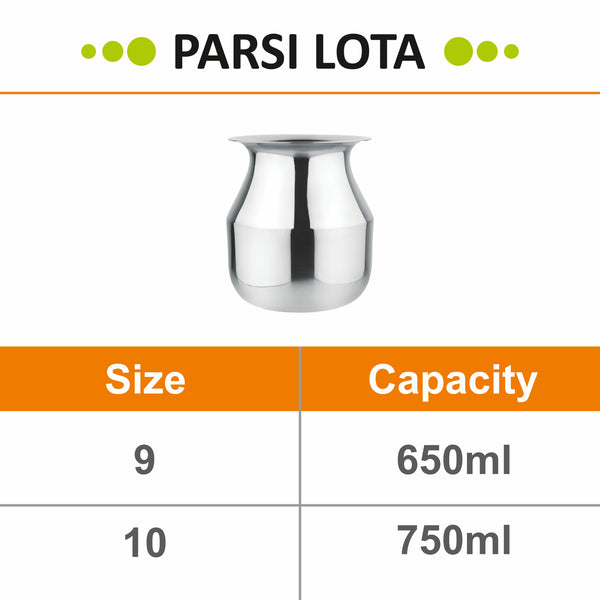 Stainless Steel Long Neck Parsi Lota For Home | Prabhasteel