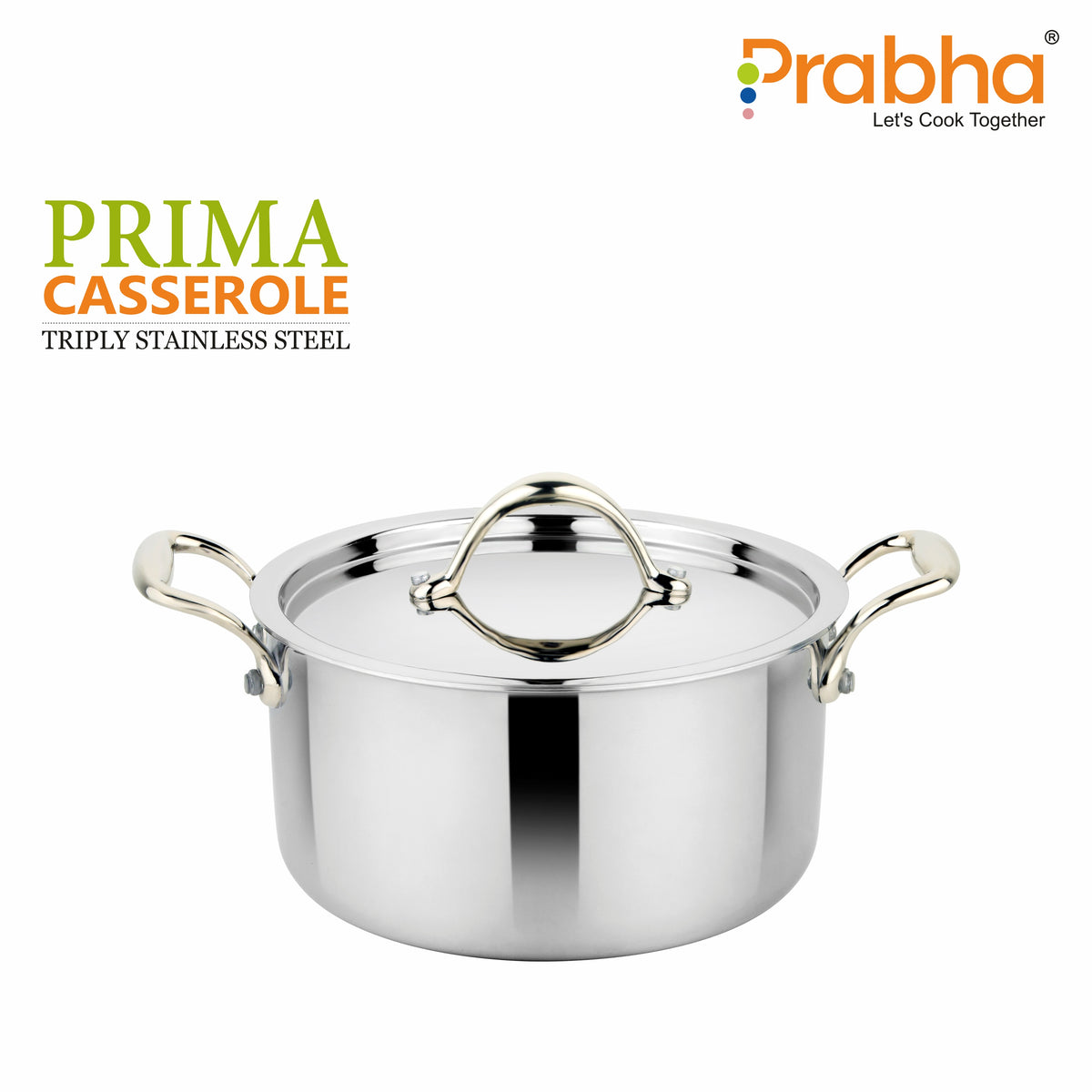 Prima Triply Casserole With Lid 16cm,18cm,20cm,22cm,24cm | Prabhasteel