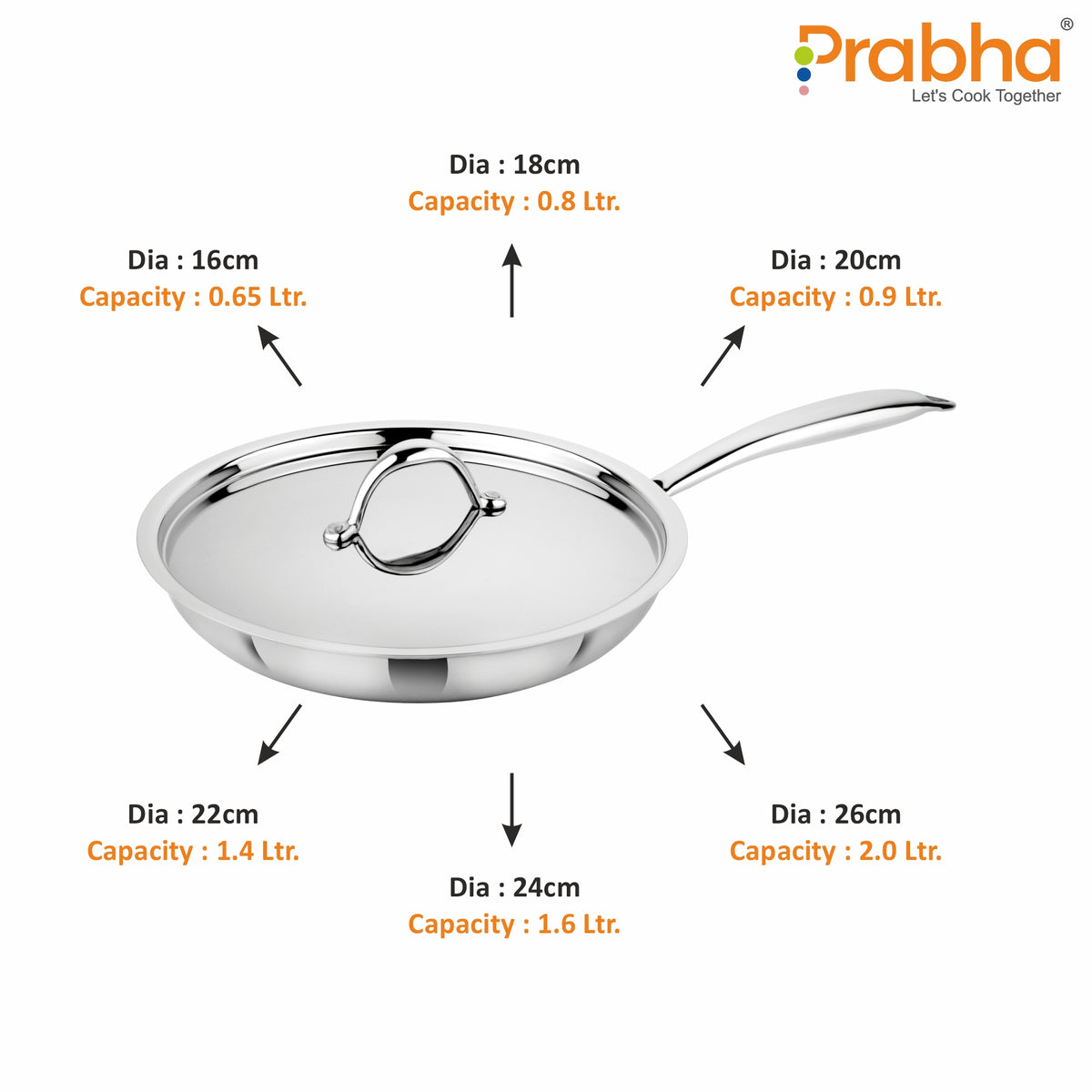 Prima Stainless Steel Triply Frypan With Lid For Home & Kitchen ...