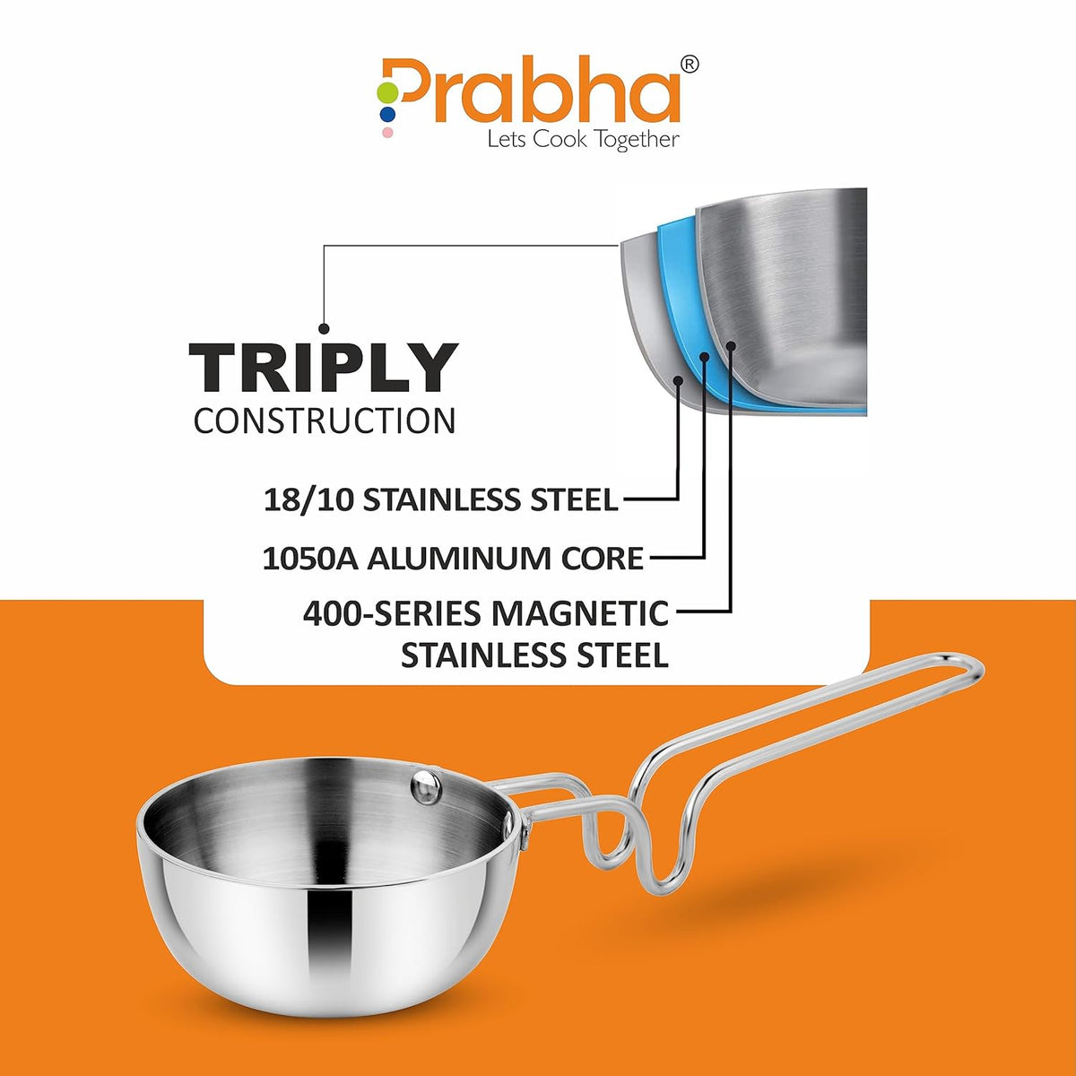 Prima Triply Tadka Pan 10cm, 11cm, 12.5cm | Prabhasteel – PrabhaSteels