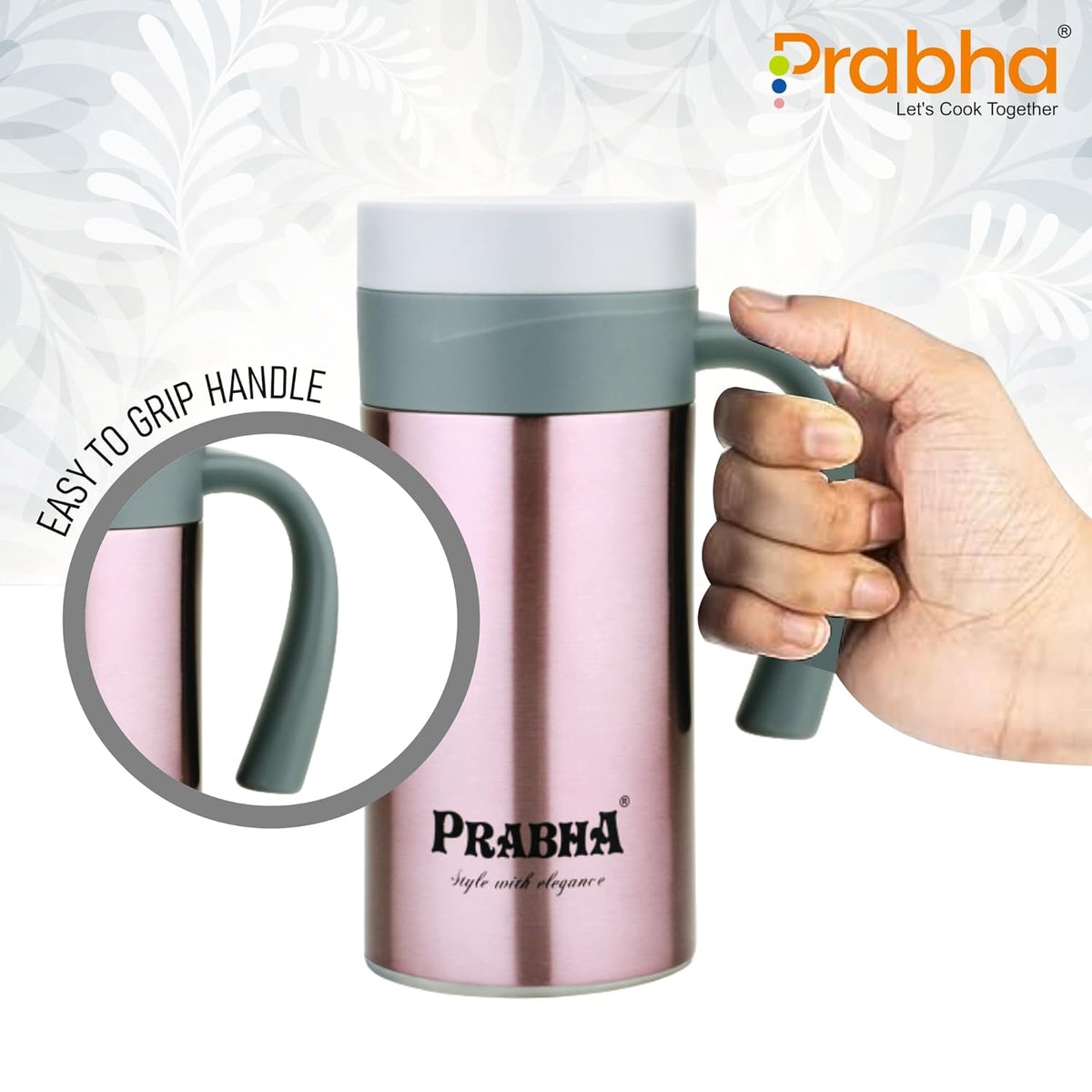 Stainless Steel Double Wall Vacuum Flask Coffee Cup, 450ml | Prabha Steel